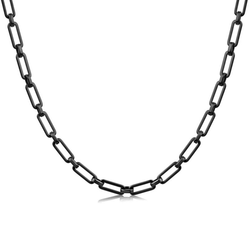 Collier maille Forçat large Acier 316L PVD noir 600 mm Tailles 60 ...