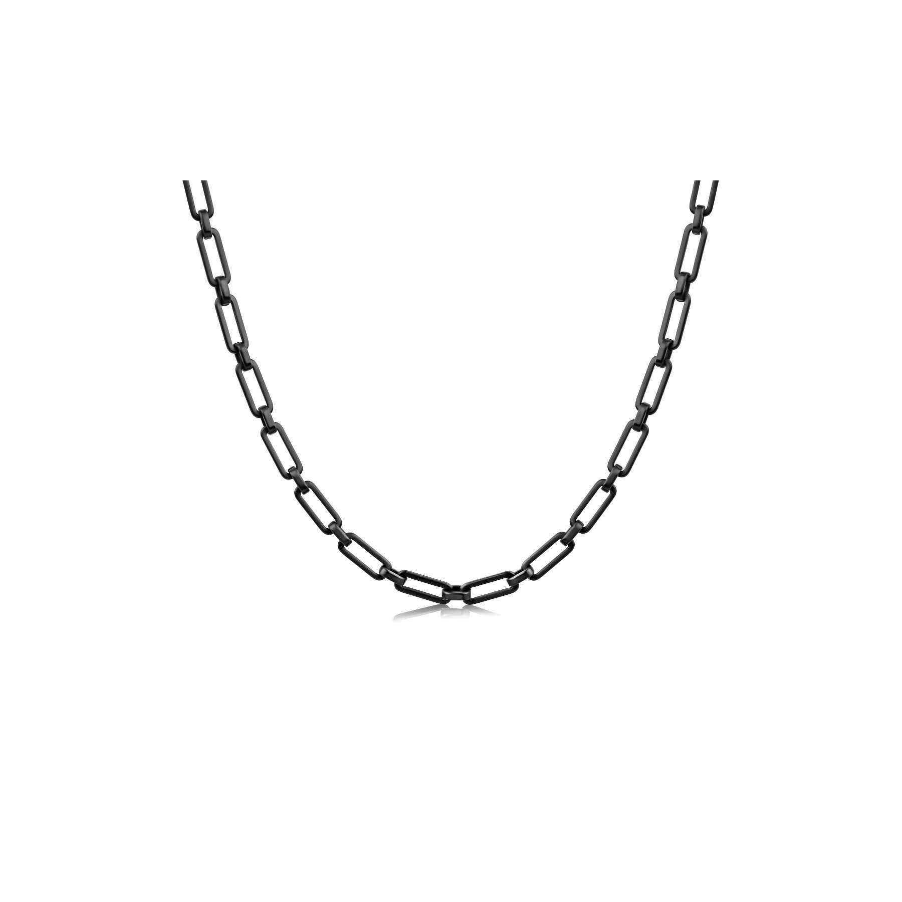 Collier maille Forçat large Acier 316L PVD noir 600 mm Tailles 60 ...